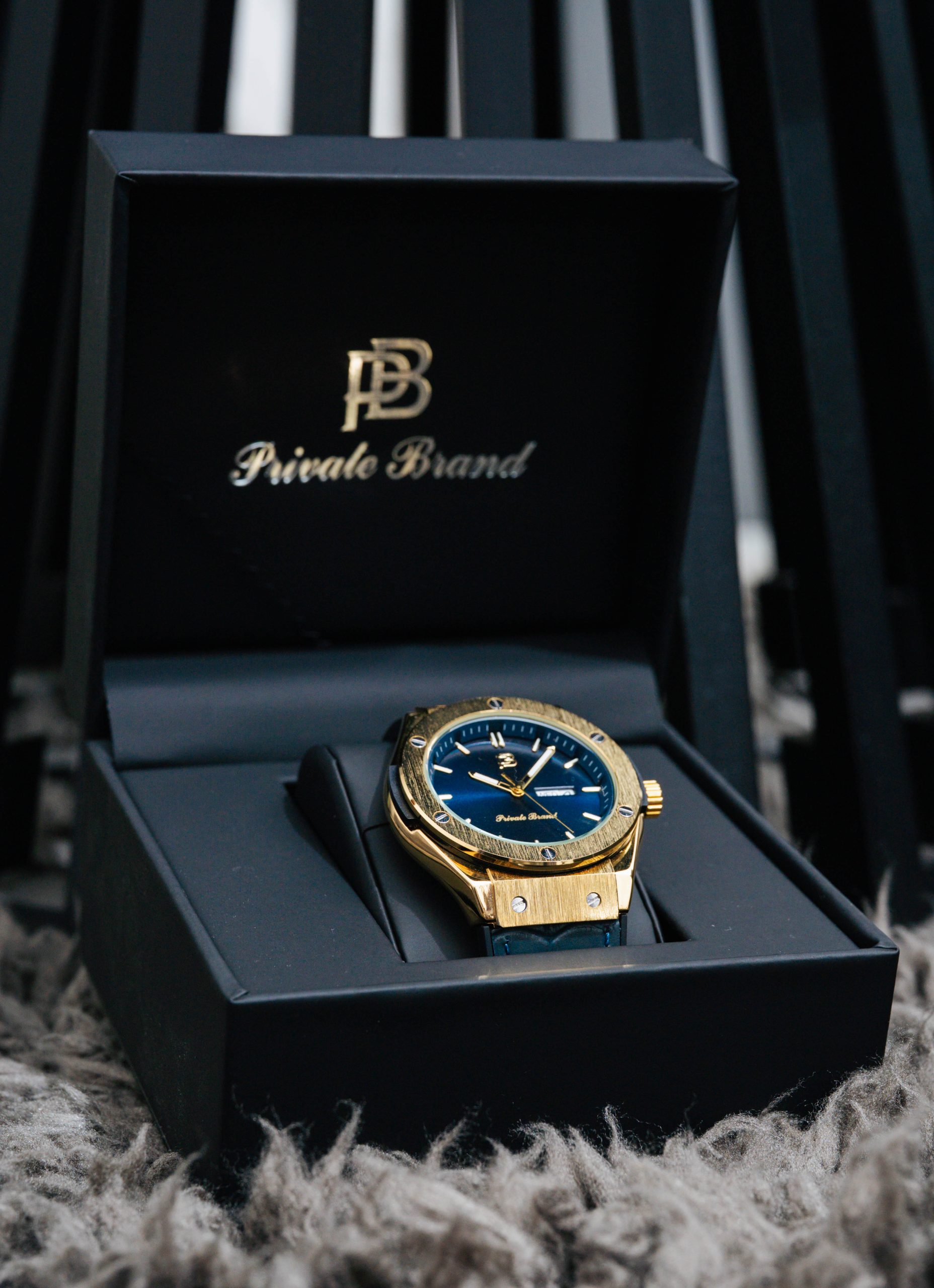 PB Monaco Watch – Gold and Navy – Private Brand